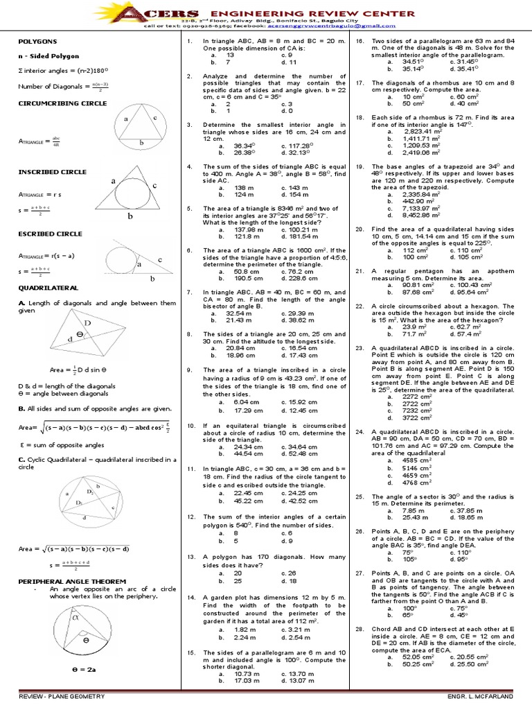Plane Geometry | PDF | Area | Triangle