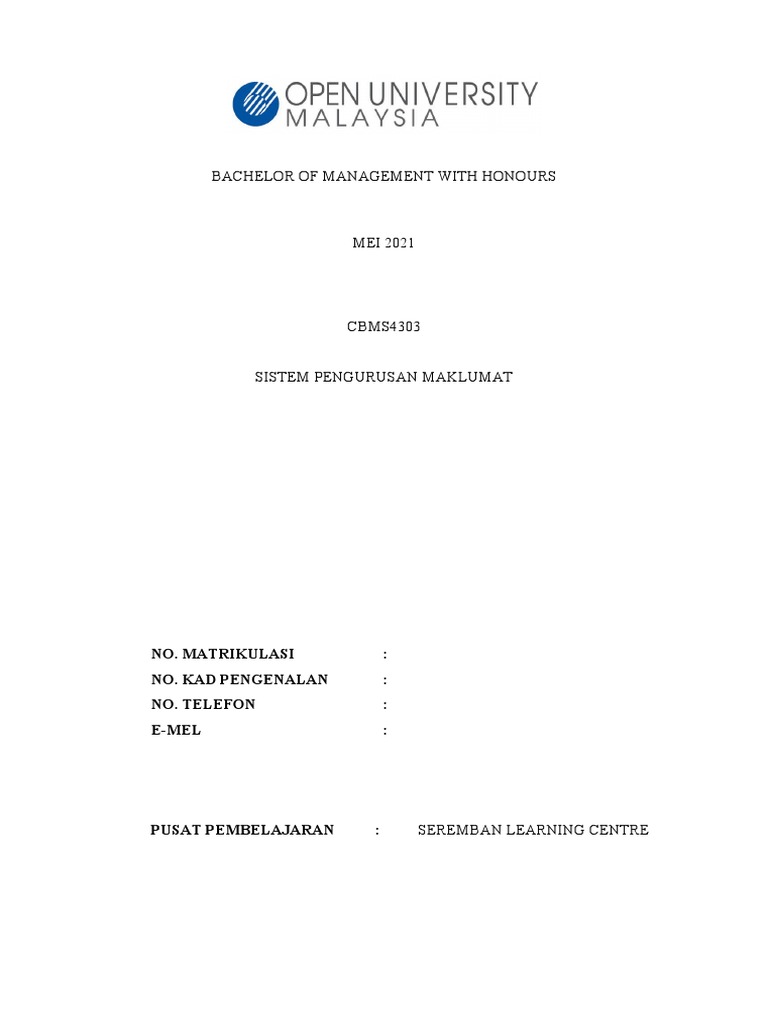 Assignment Cbms4303 Sistem Pengurusan Maklumat | PDF