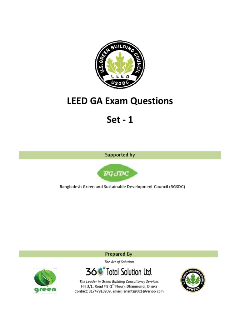 LEED GA Exam Questions Set - 1 | PDF | Green Building | Leadership In ...