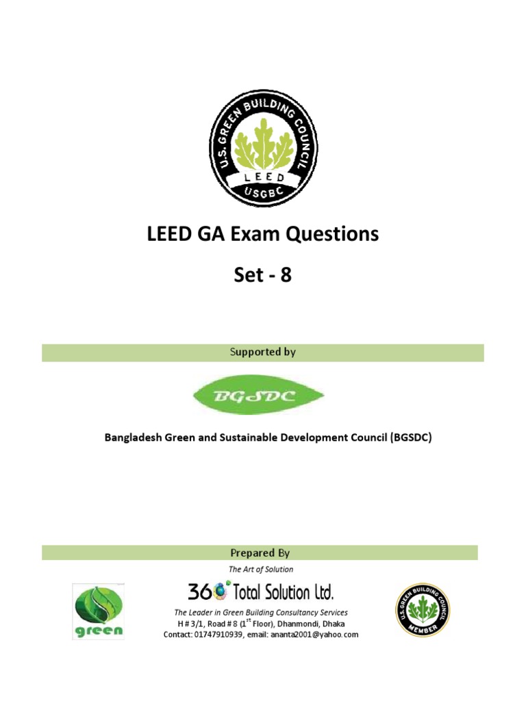 LEED GA Exam Questions Set 8 | PDF | Leadership In Energy And ...