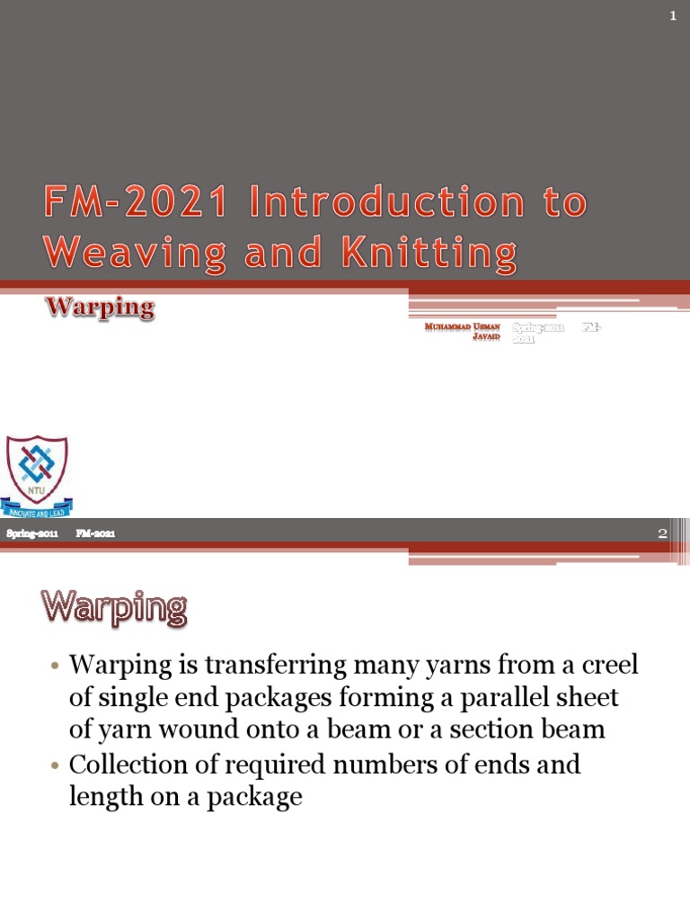 Warping | PDF | Textiles | Weaving
