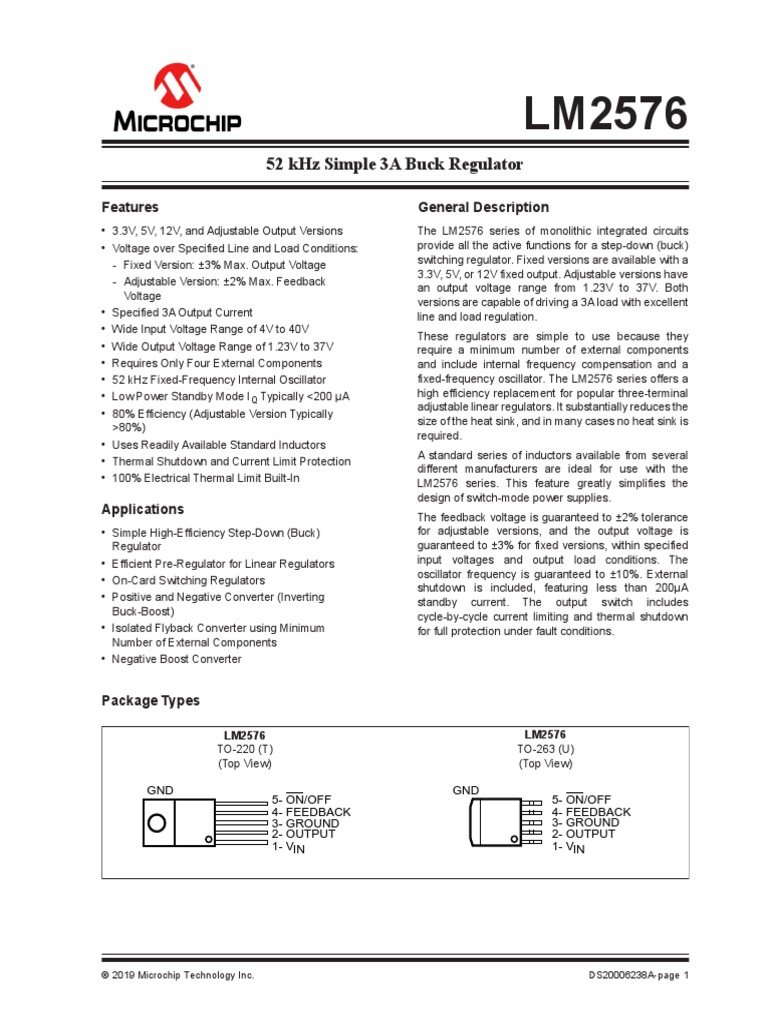 LM2576 52kHz Simple 3A Buck Regulator DS20006238A | PDF | Power Supply ...