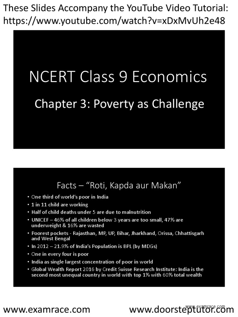 NCERT Class 9 Economics: Chapter 3: Poverty As Challenge | PDF ...
