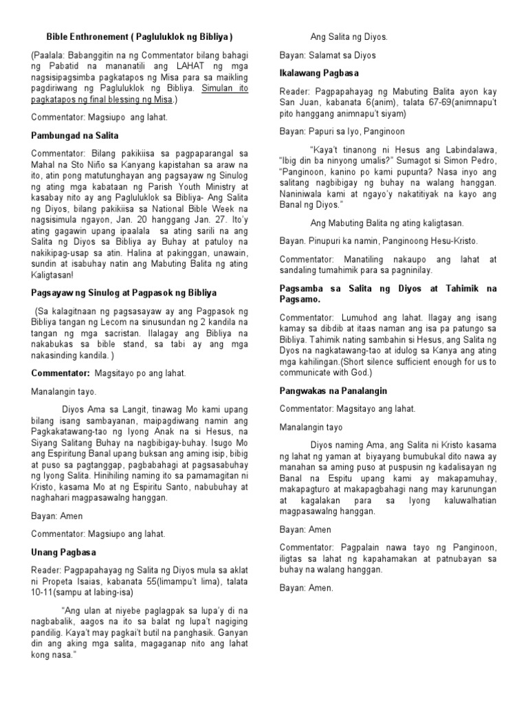 Bible Enthronement | PDF