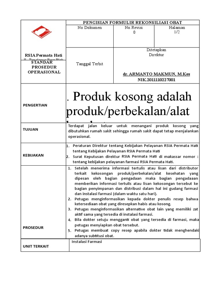 Mengelola Kekosongan Obat Di Rumah Sakit Pdf
