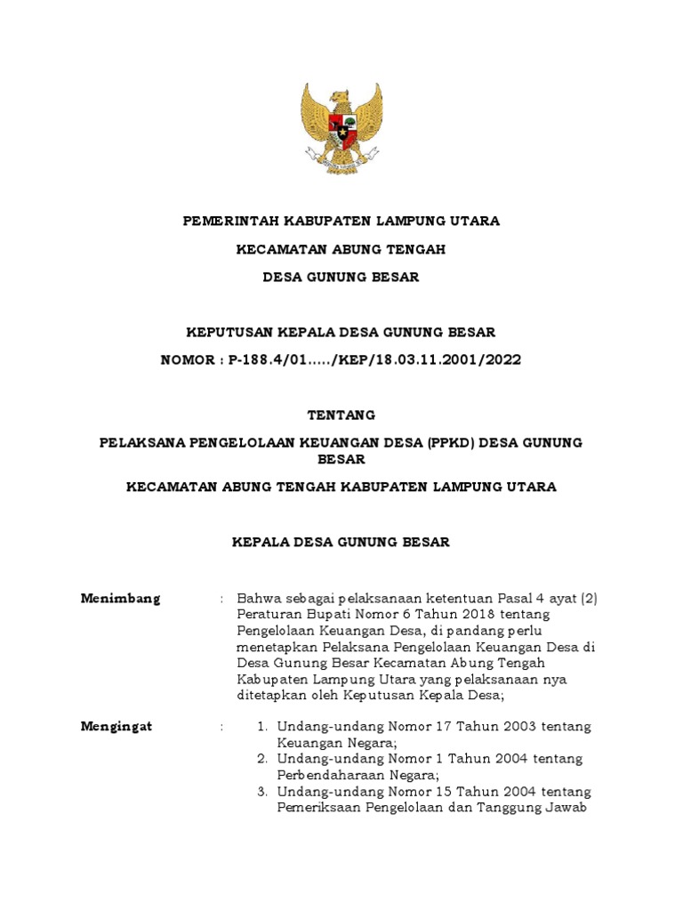 SK PPKD | PDF | Pengelolaan Keuangan & Uang