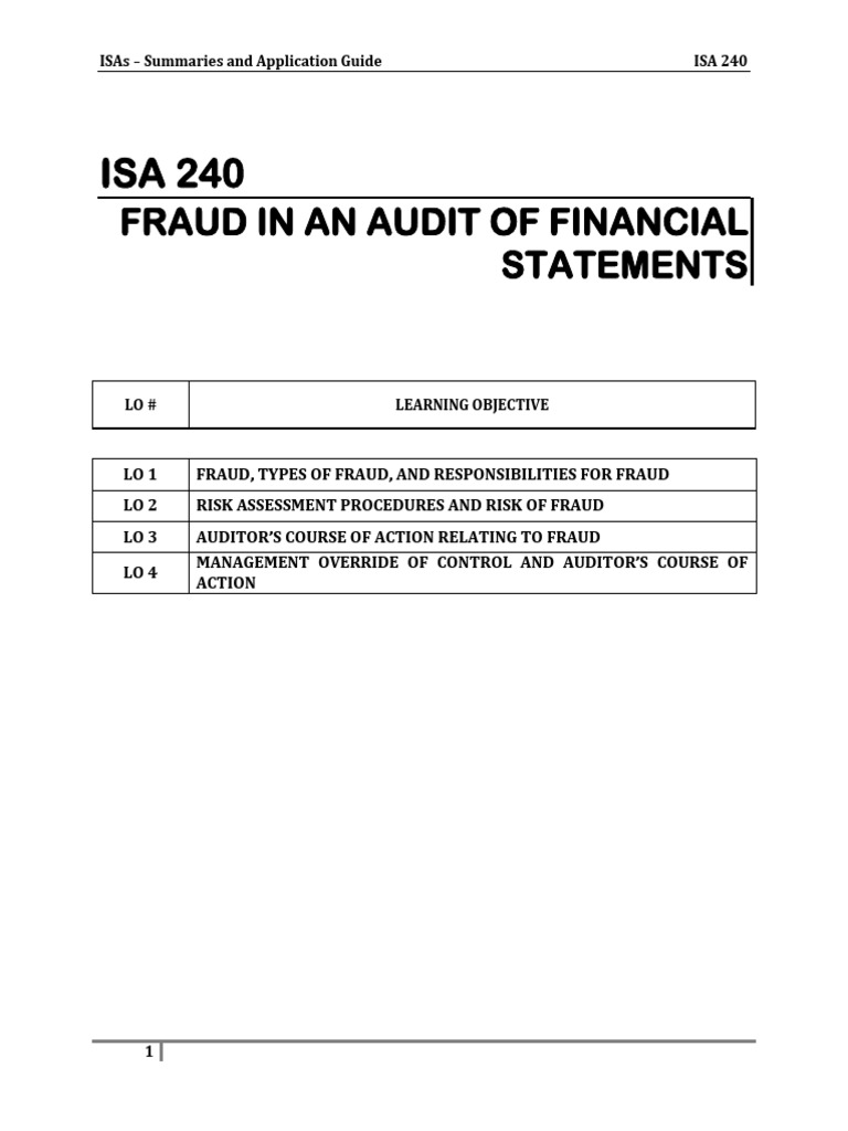 ISA 240 Guide on Fraud Risk Assessment | PDF | Financial Audit | Audit