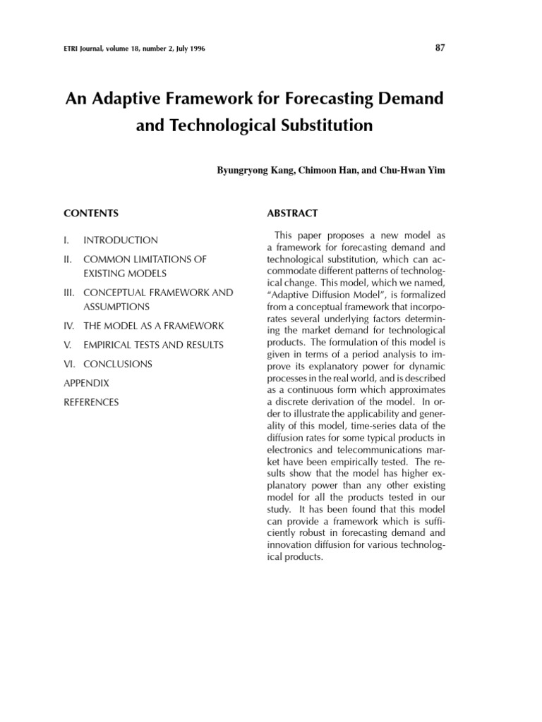 An Adaptive Framework For Forecasting Demand and Technological Substitution | PDF | Demand ...