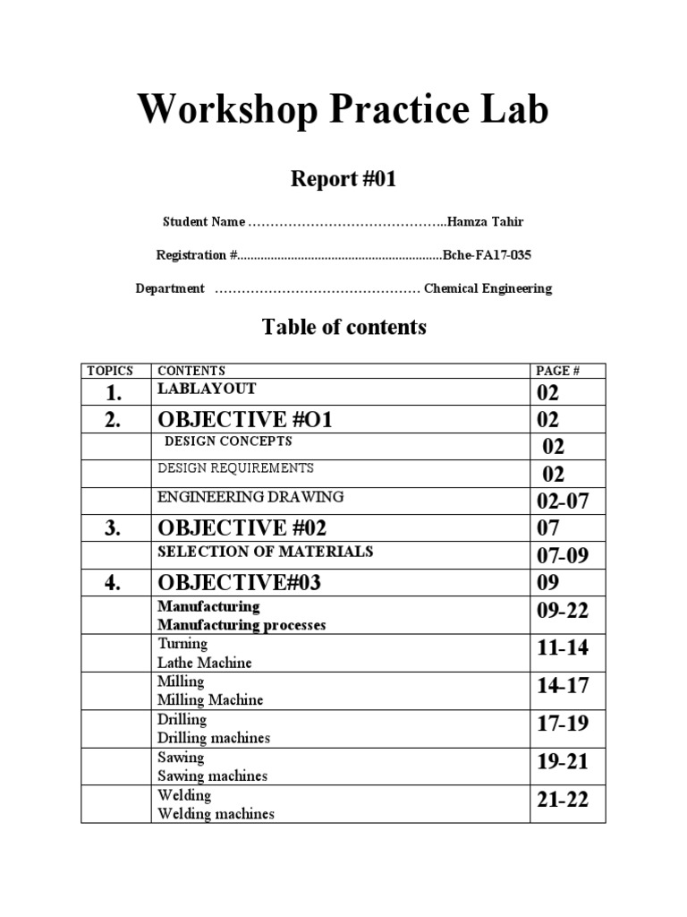 Workshop Practice Lab | PDF | Welding | Construction