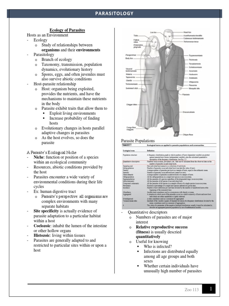 Ecology of Parasites Notes | PDF | Parasitism | Ecology