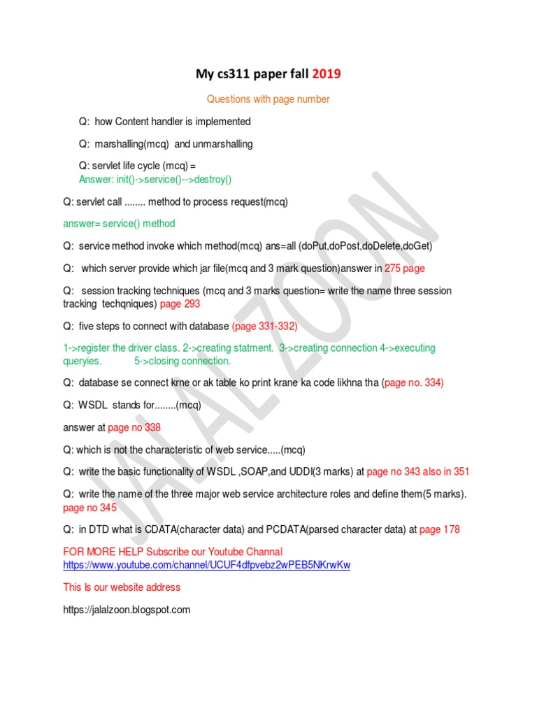 CS311 Mid Term Past Paper | PDF