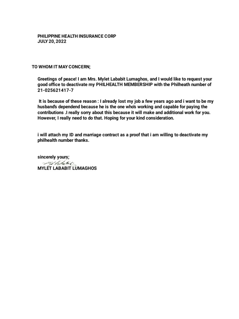 Letter of Deactivation | PDF