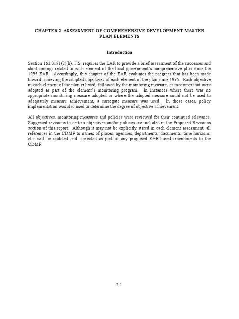 Chapter 2 Assessment of Comprehensive Development Master Plan Elements ...