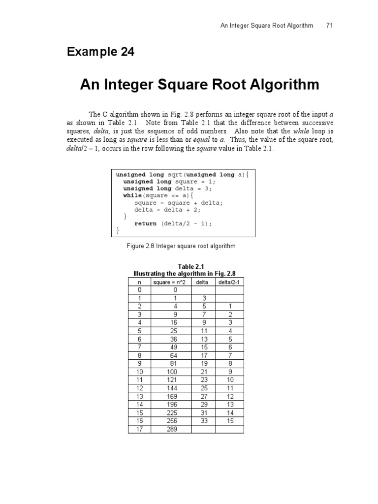 An Integer Square Root Algorithm: Example 24 | PDF | Algorithms ...