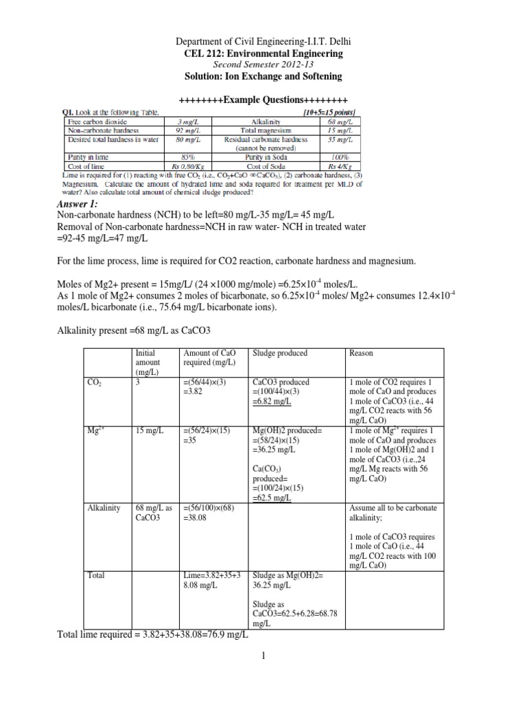 Ion Exchange and Water Softening Solutions | PDF | Magnesium | Sodium ...