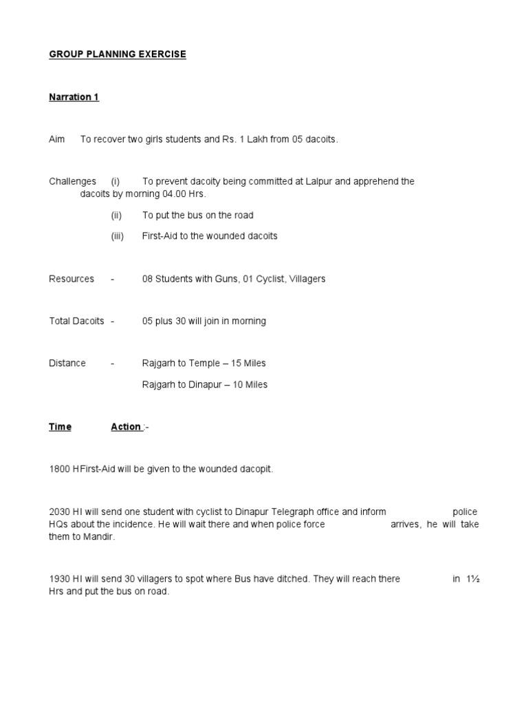 Group Planning Exercise | PDF | Violence | Transport