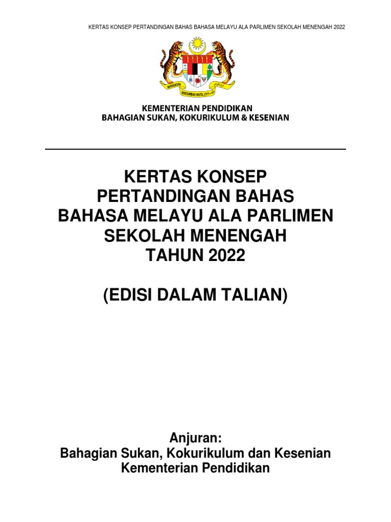 Kertas Konsep Pertandingan Bahas Bahasa Melayu Ala Parlimen Sekolah | PDF
