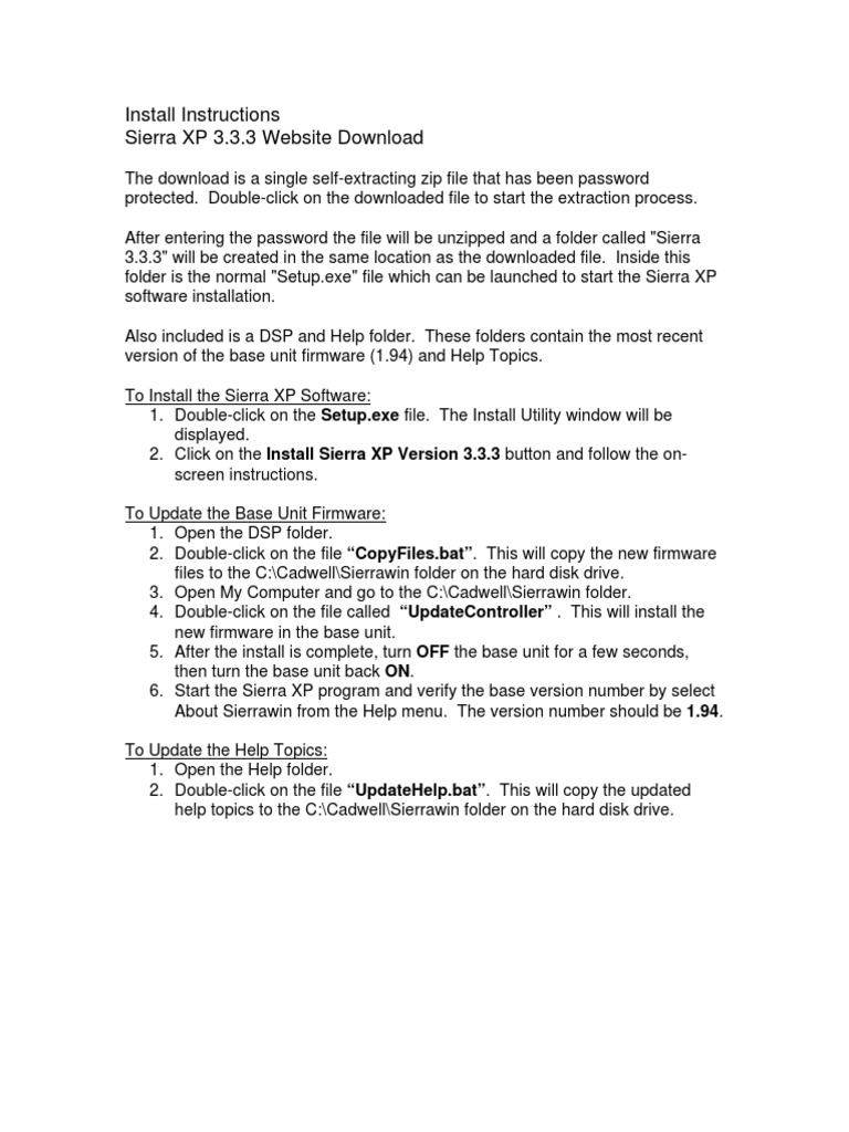 Install Instructions Sierra XP 3.3.3 Website Download | PDF | Computers