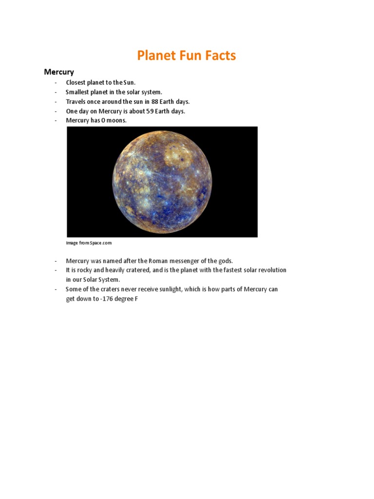 Information About Mercury The Planet