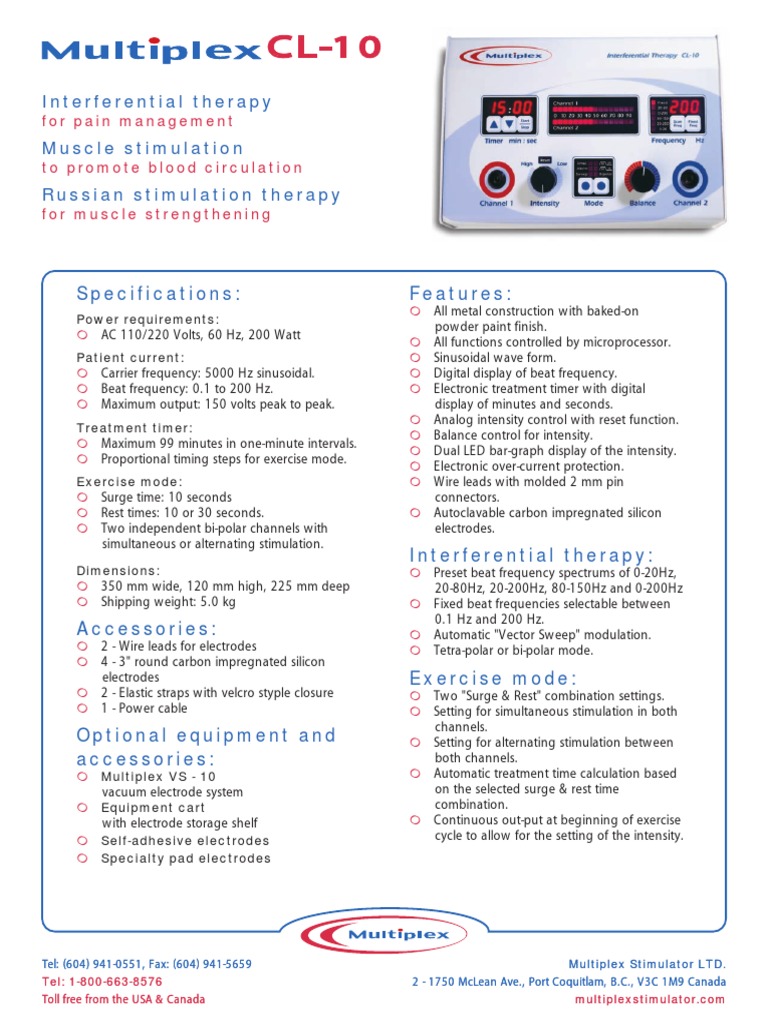 Specifications: Features:: Interferential Therapy Muscle Stimulation ...