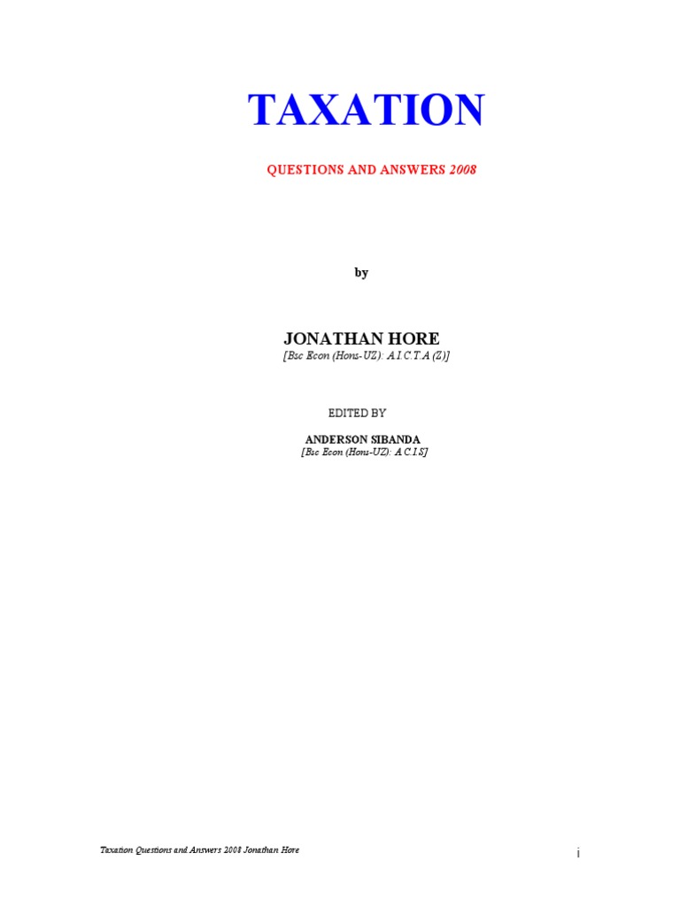 Taxation Questions and Answers 2008 | PDF | Taxes | Expense