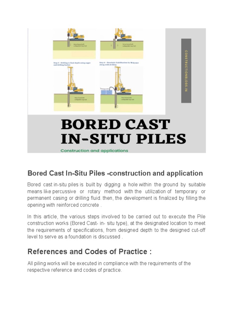 Bored Cast-In Situ Piles | Download Free PDF | Deep Foundation | Concrete