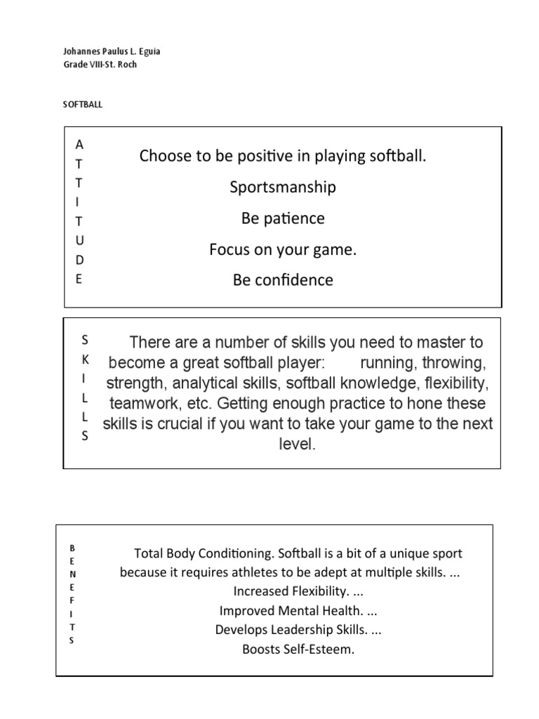 Health Benefits of Playing Softball | PDF | Sports & Recreation