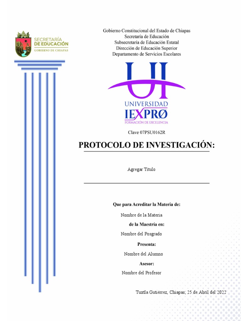 Esqueleto de Protocolo | PDF | Estilo apa | Ciencias de la Salud