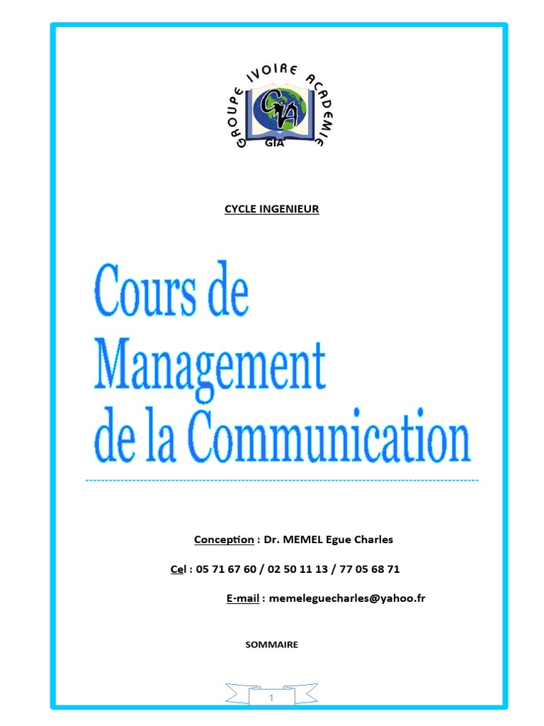 Cours de Management de La Communication Final | Download Free PDF | la communication | Business