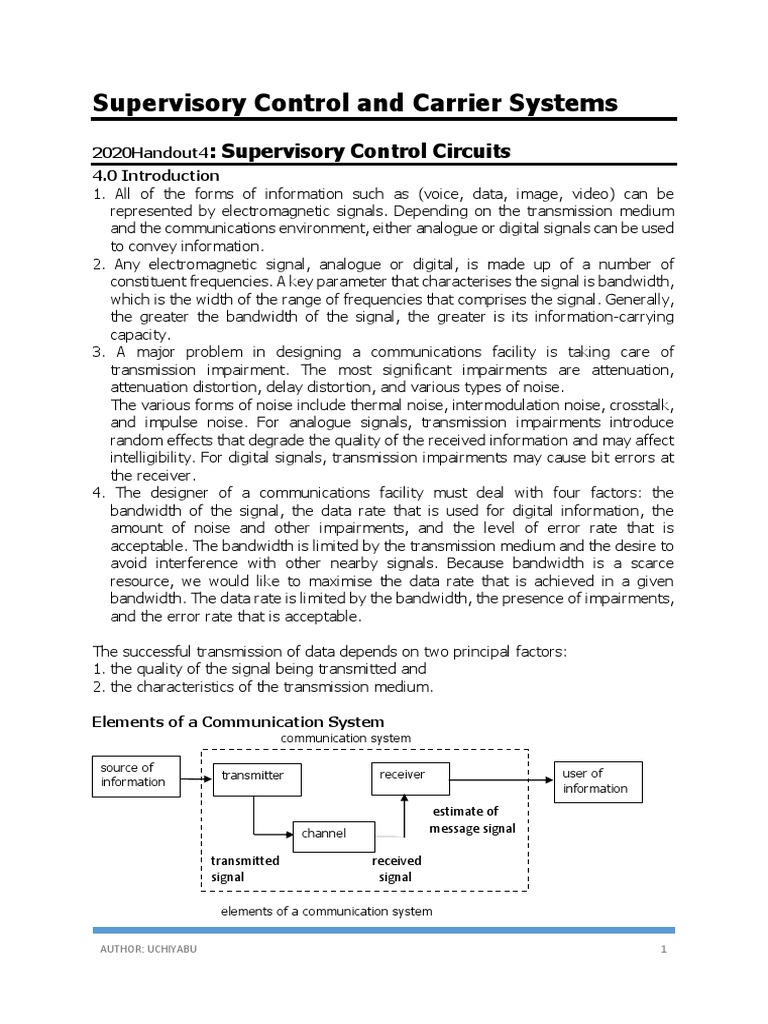 2020handout4 Supervisory Control Circuits | PDF | Transmission Medium ...