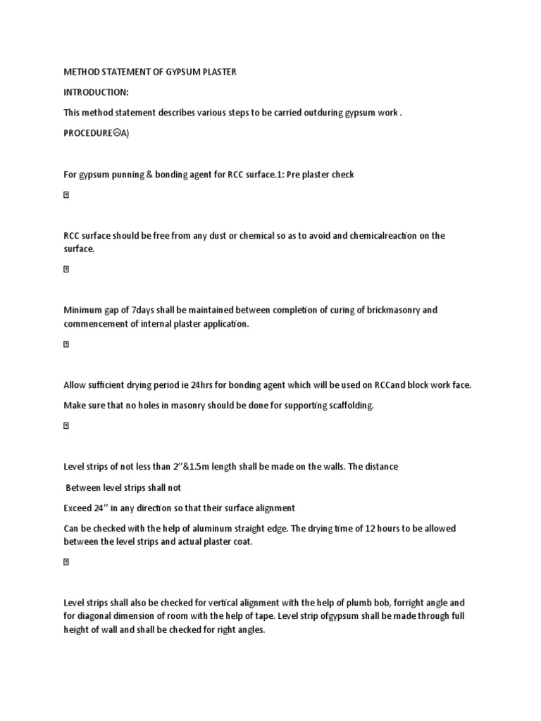 Method Statement | PDF | Plaster | Building Engineering