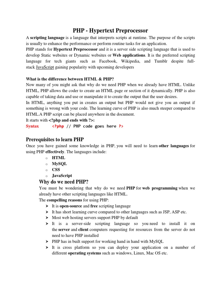Php Unit Ii Part I Pdf Php Variable Computer Science 8489