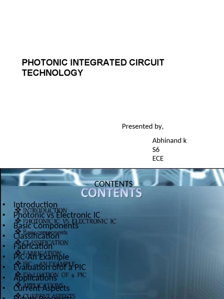 Overview of Photonic Integrated Circuits | PDF | Integrated Circuit ...