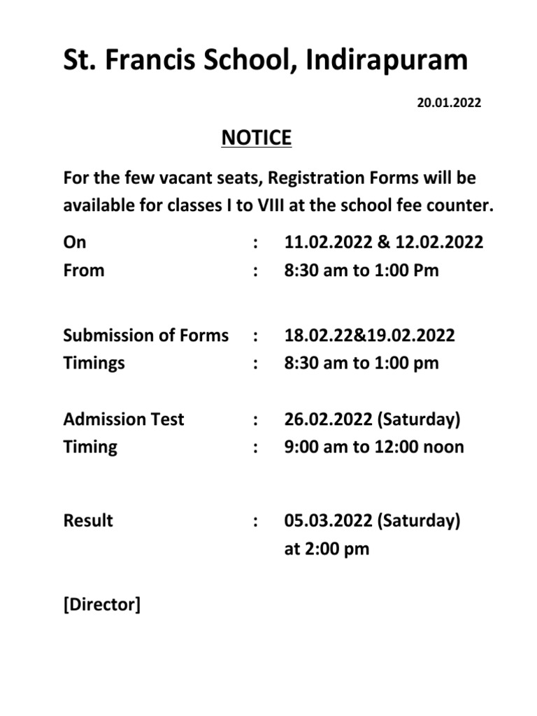 Admission Notice | PDF