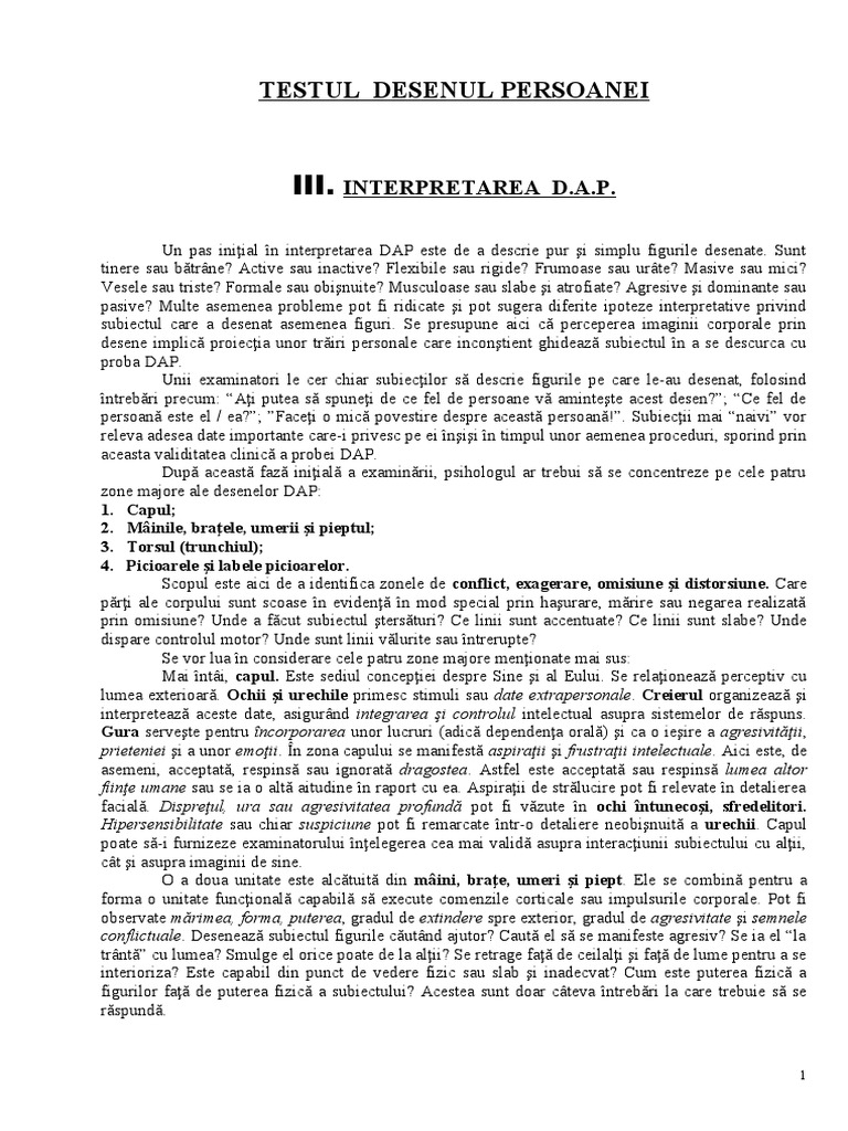 Testul Desenul Persoanei I | PDF