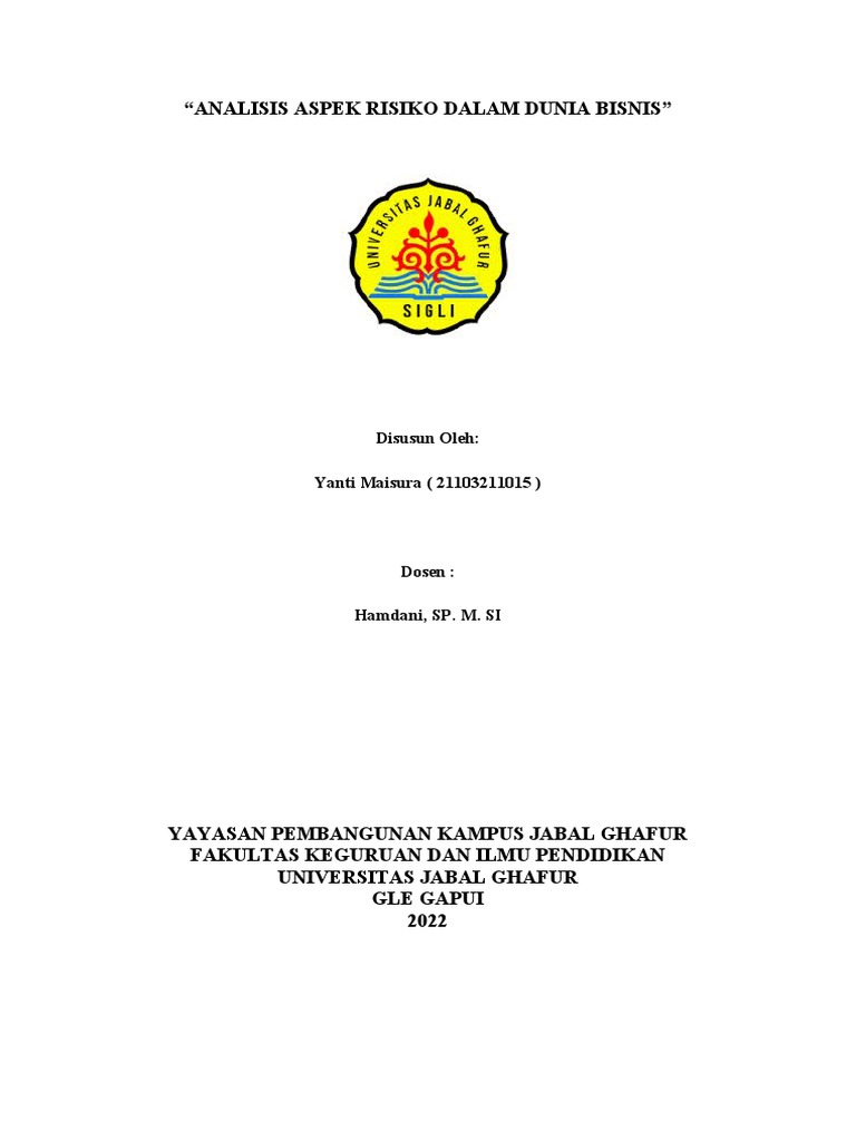 Makalah Analisis Aspek Resiko Dalam Dunia Bisnis | PDF | Karier & Perkembangan | Bisnis