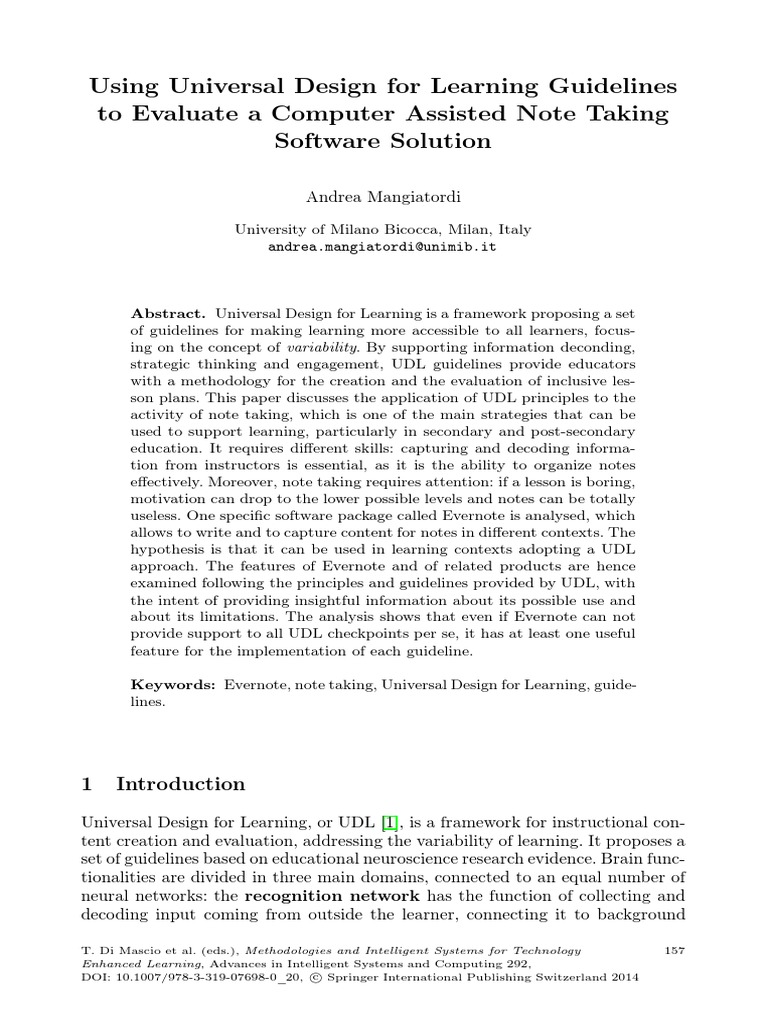 A1T 2014 Using Universal Design For Learning Guidelines To Evaluate A Computer Assisted Note ...
