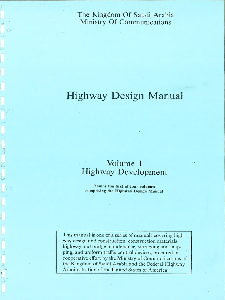 Highway Design Manual Volume 1 Highway Developement | PDF