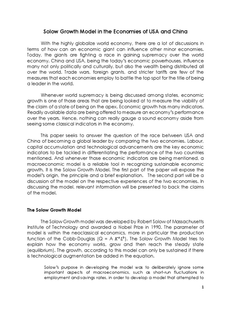 Solow Growth Model: USA vs. China | PDF | Economic Growth | Macroeconomics