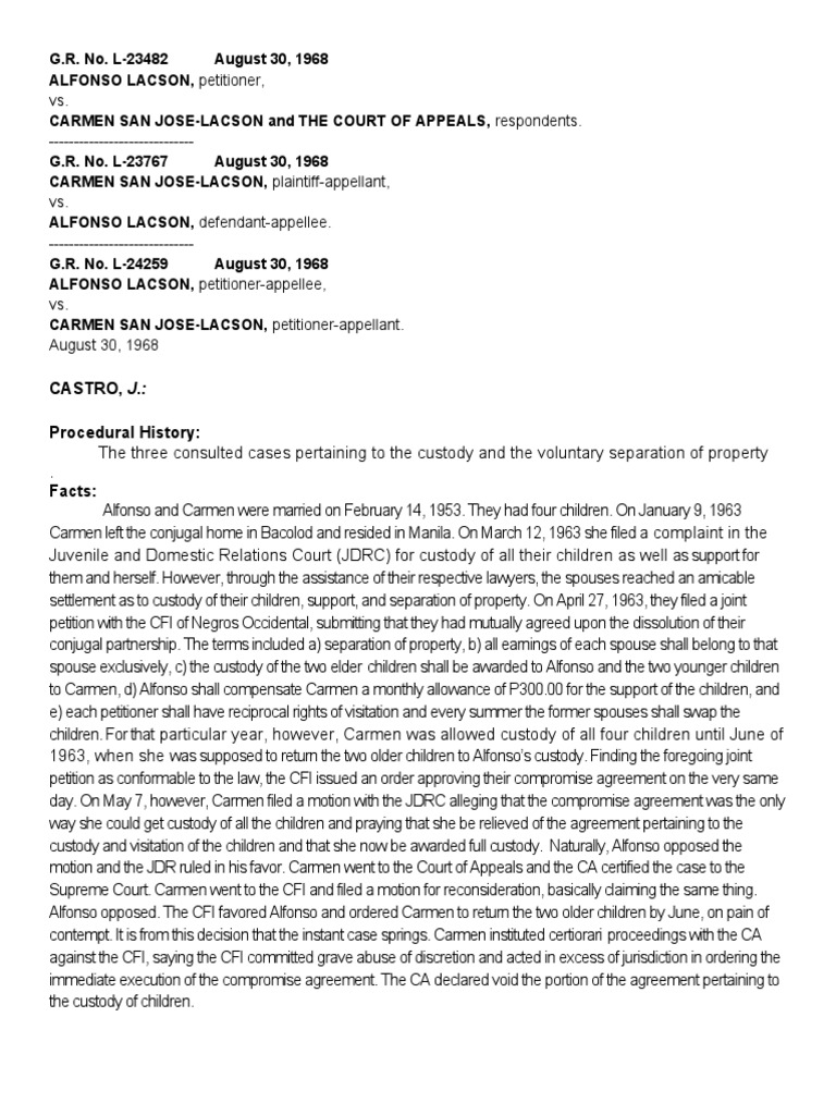 Lacson vs. Lacson | PDF | Child Custody | Judgment (Law)
