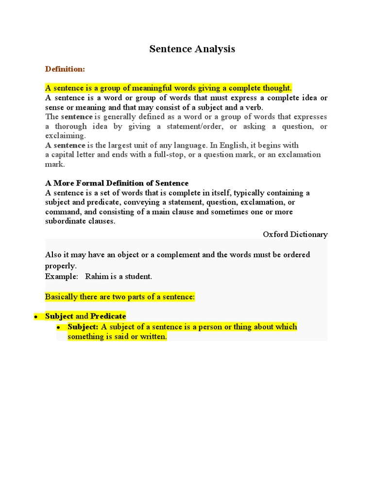 Sentence Analysis | PDF | Adverb | Part Of Speech