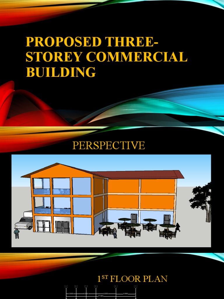 Proposed 3-Storey Commercial Building Plan | PDF | Truss | Concrete