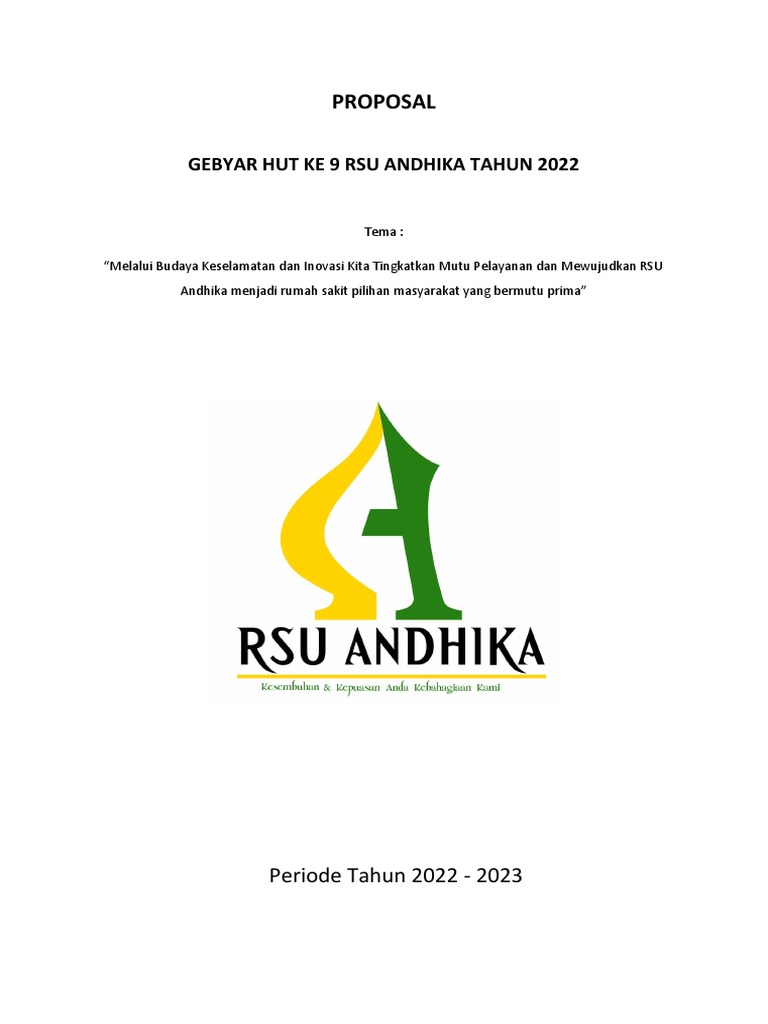 Proposal HUT RSU Andhika 2022 | PDF