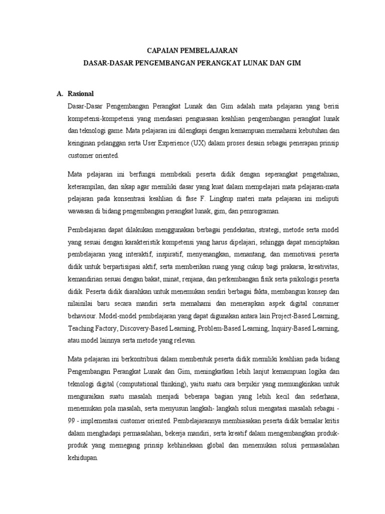 Capaian Pembelajaran (RPL & TKJ) | PDF