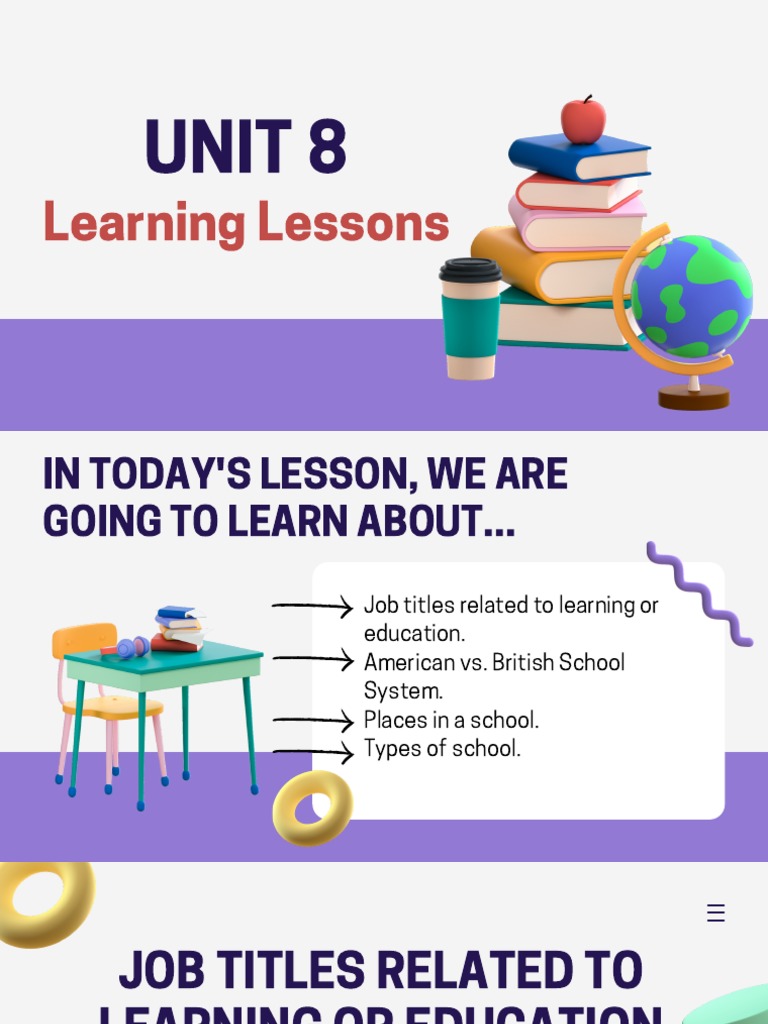 Unit 8 - Learning Lessons | Download Free PDF | Schools | Teachers