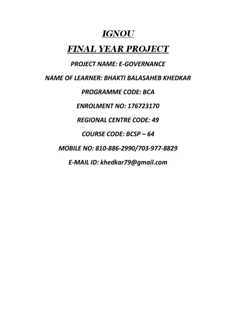 Bca Final Year Project (Bcsp-64) (Bhakti Khedkar) | PDF