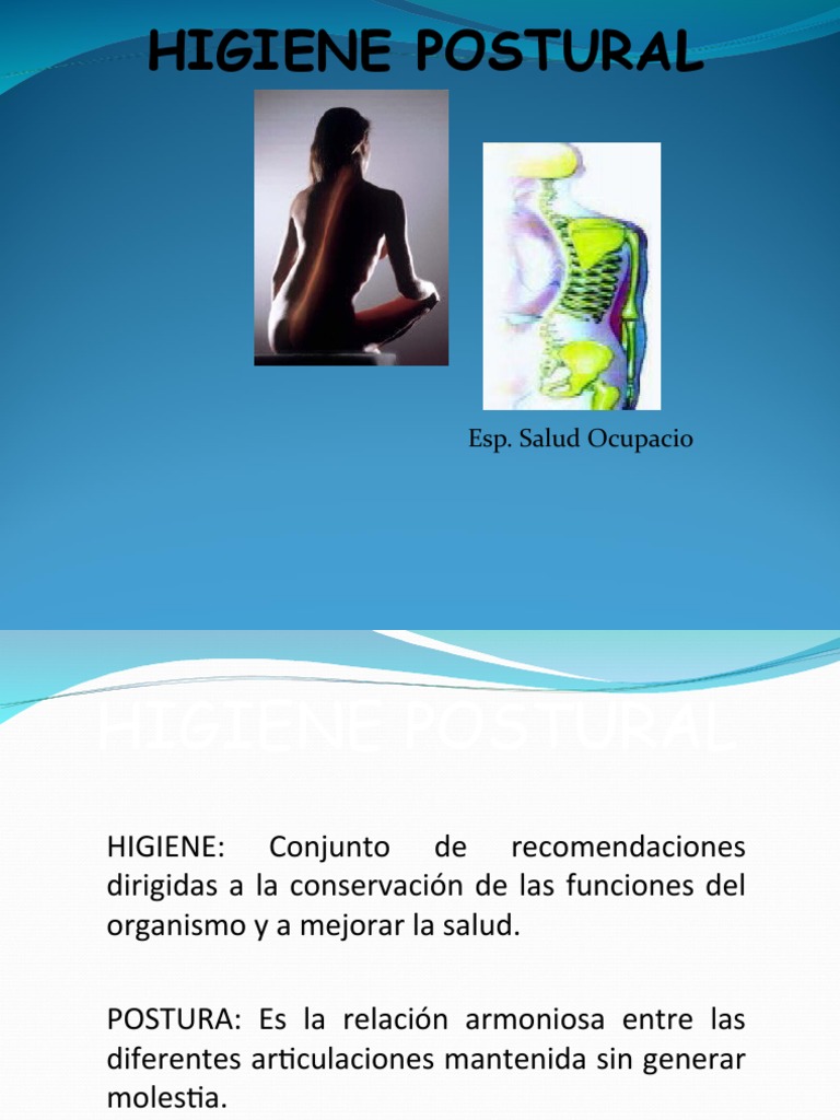 Higiene Postural 1 | PDF | La columna vertebral | Dolor lumbar