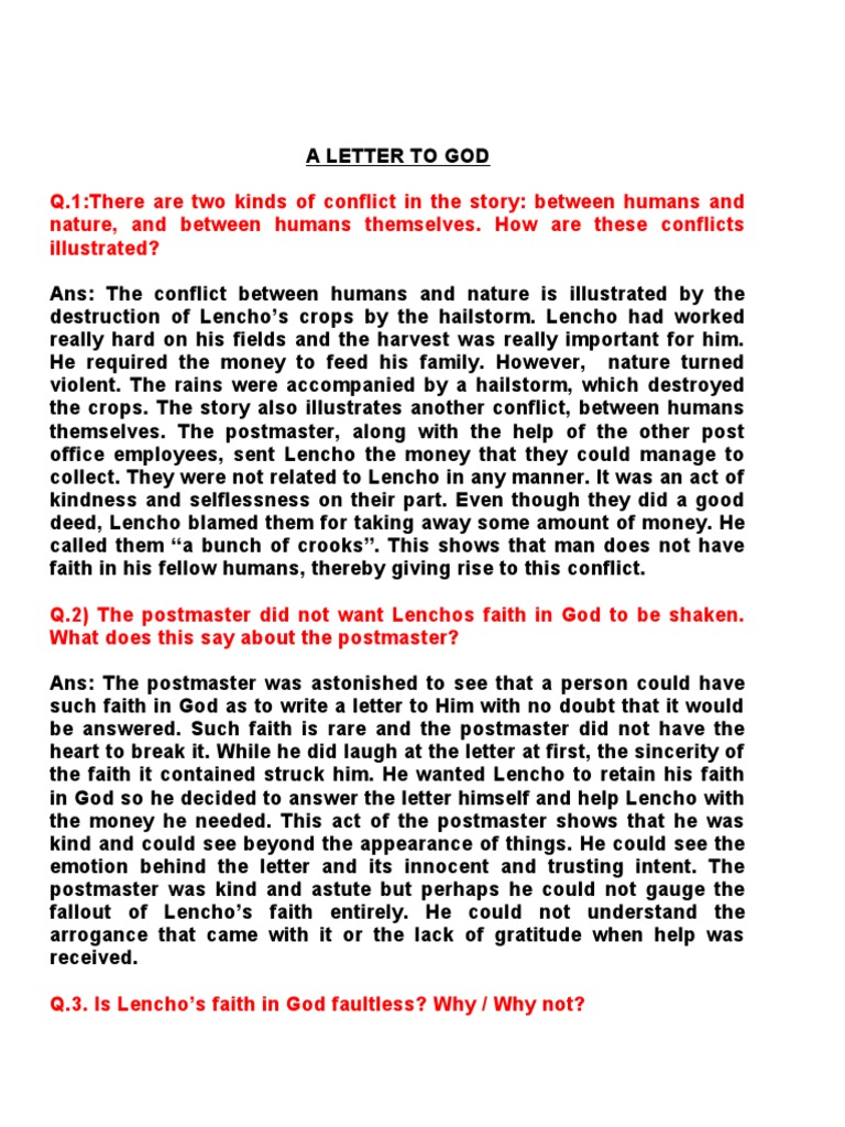 A Letter To God | PDF | Faith | God