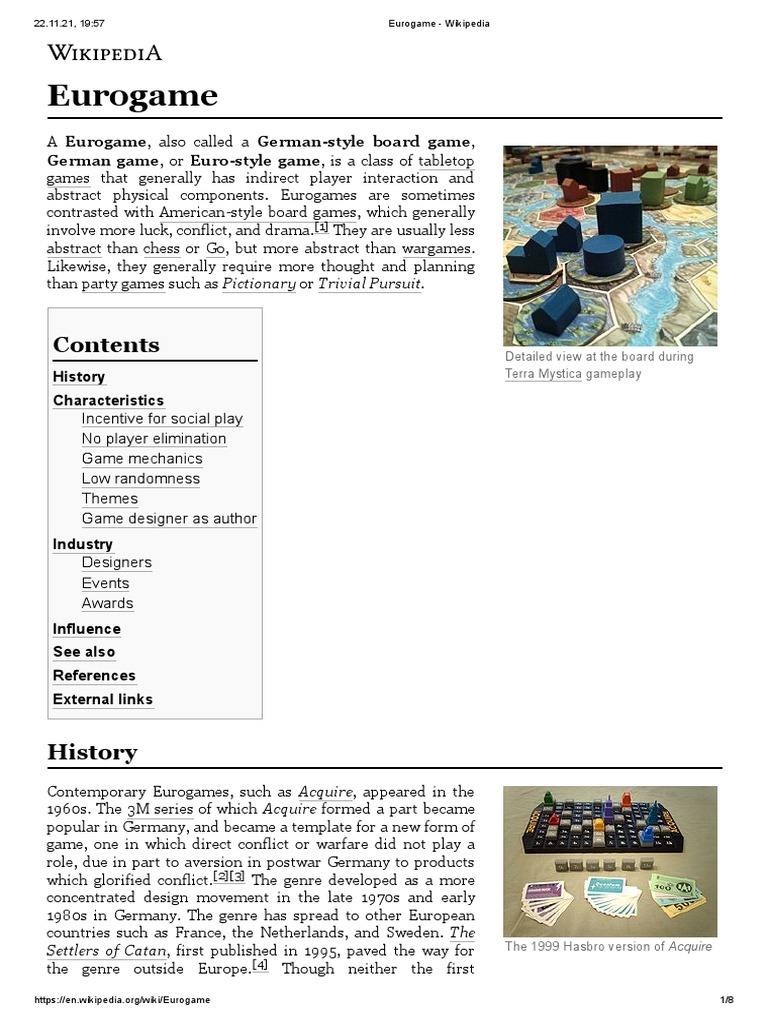 Eurogame: German Game, or Euro-Style Game, Is A Class of Tabletop | PDF ...