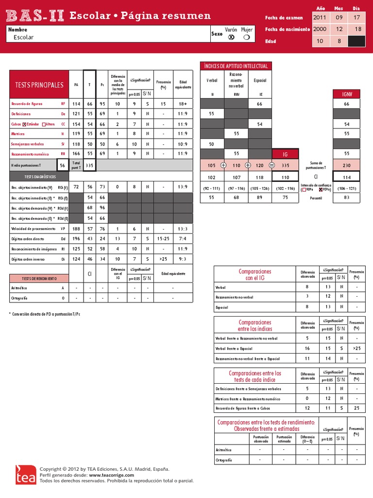 BAS II Ejemplo Escolar | PDF